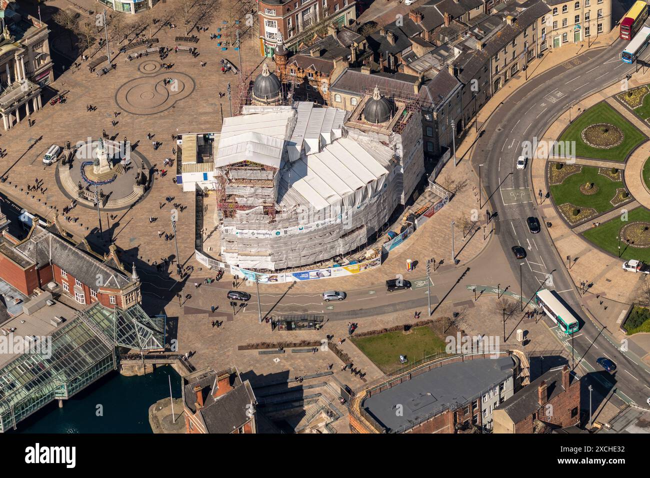 Aerial photo of Hull Maritime Museum swathed in scaffolding taken from ...