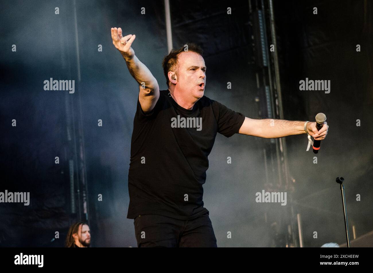 Hansi Kürsch of Blind Guardian performing at Release Athens Festival in Plateia Nerou / Greece ...