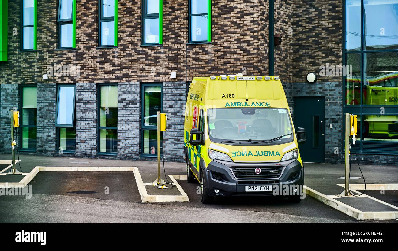 Ambulance parked in bay ouside Blackpool amublance hub Stock Photo - Alamy