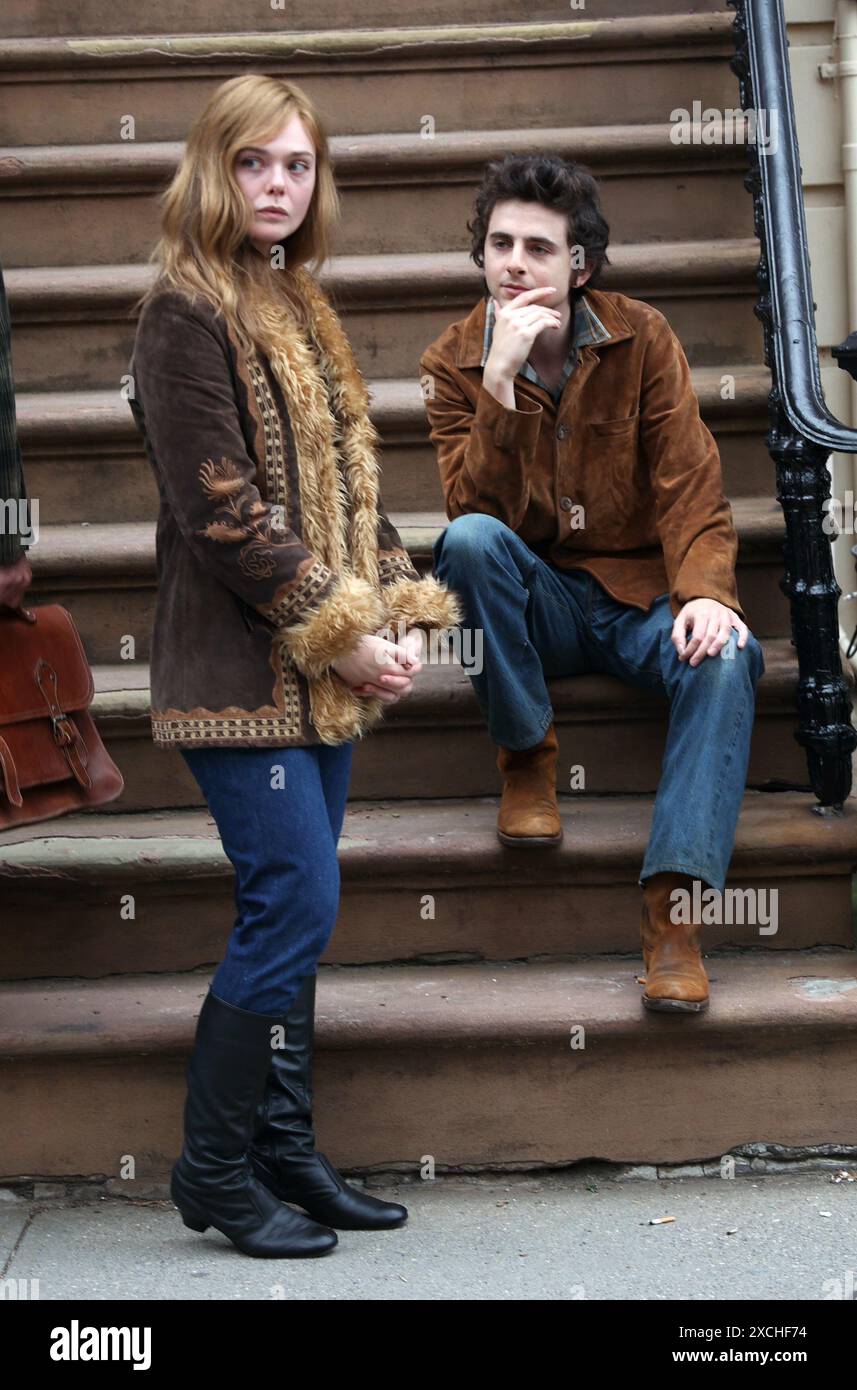 Timothee Chalamet and Elle Fanning spotted filming multiple scenes ...