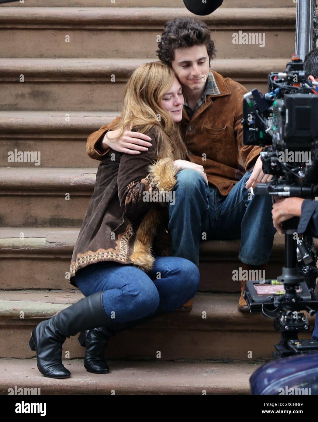 Timothee Chalamet and Elle Fanning spotted filming multiple scenes ...