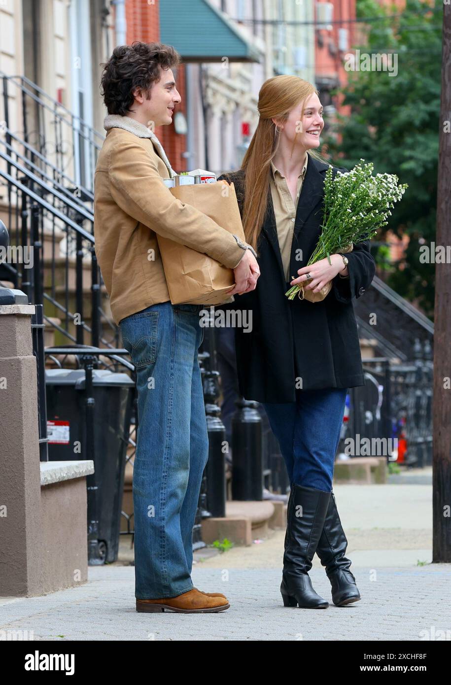 Timothee Chalamet and Elle Fanning spotted filming multiple scenes ...