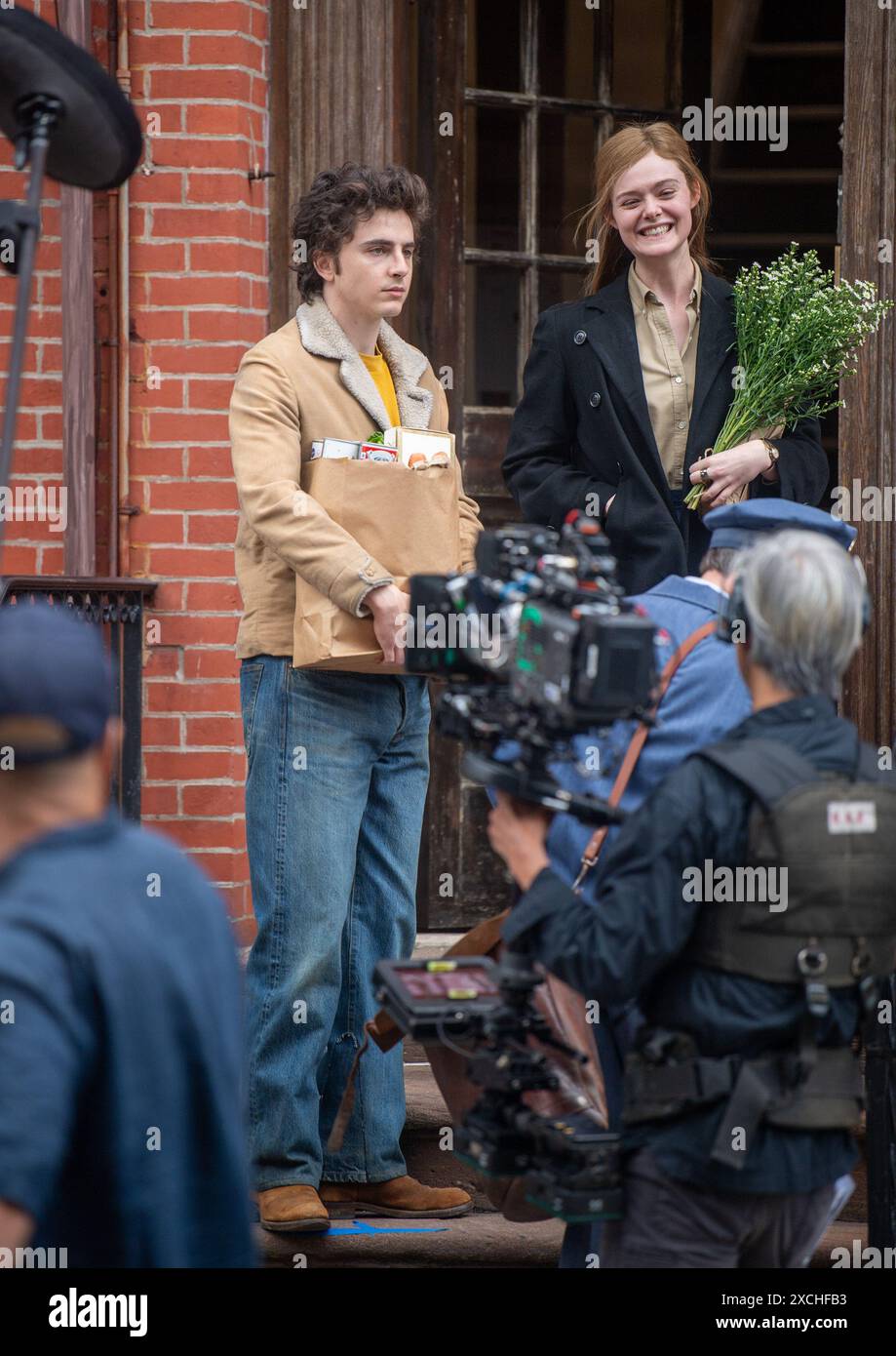 Timothee Chalamet and Elle Fanning are seen on the set of 'A Complete ...