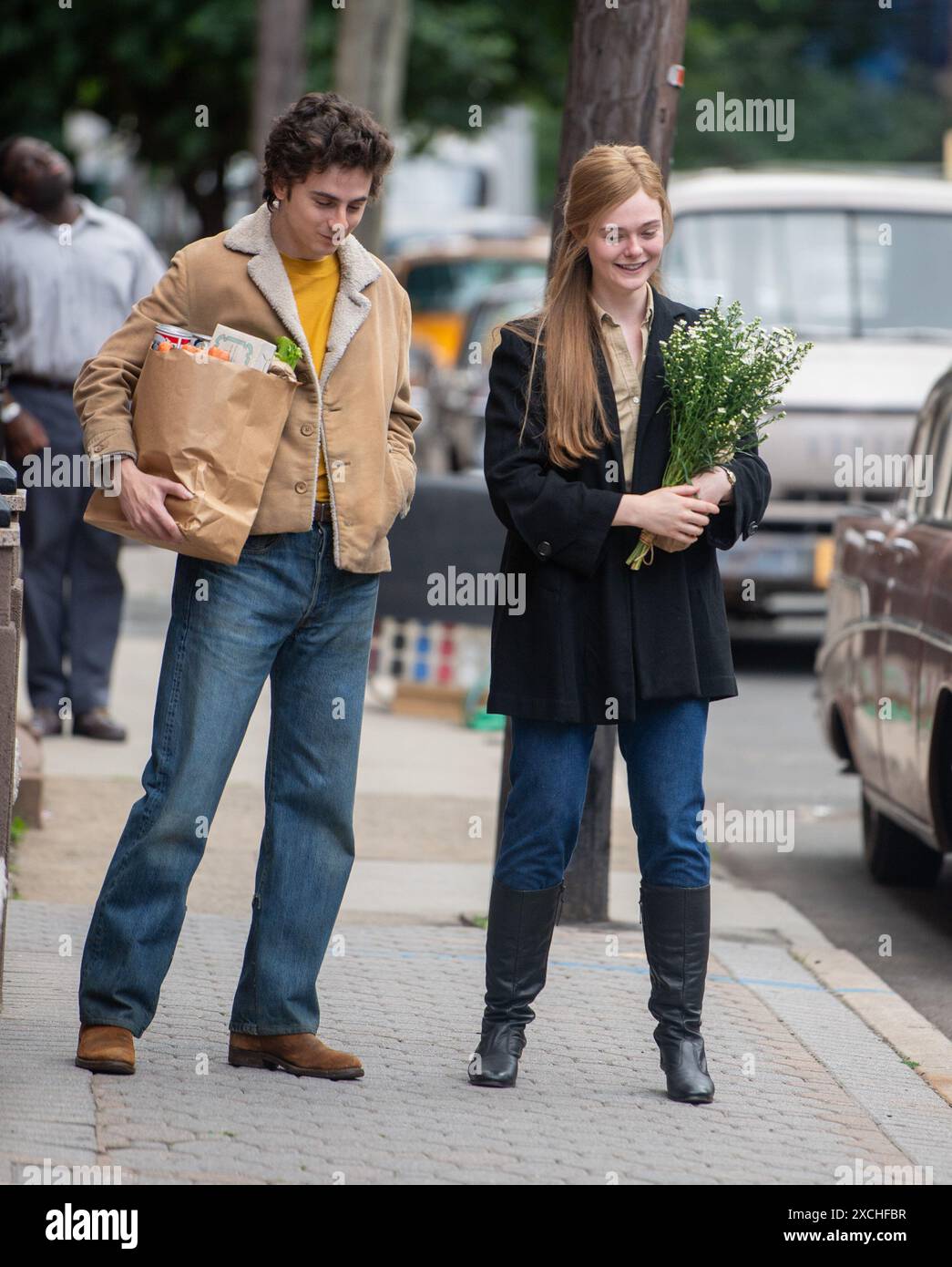 Timothee Chalamet and Elle Fanning are seen on the set of 'A Complete ...