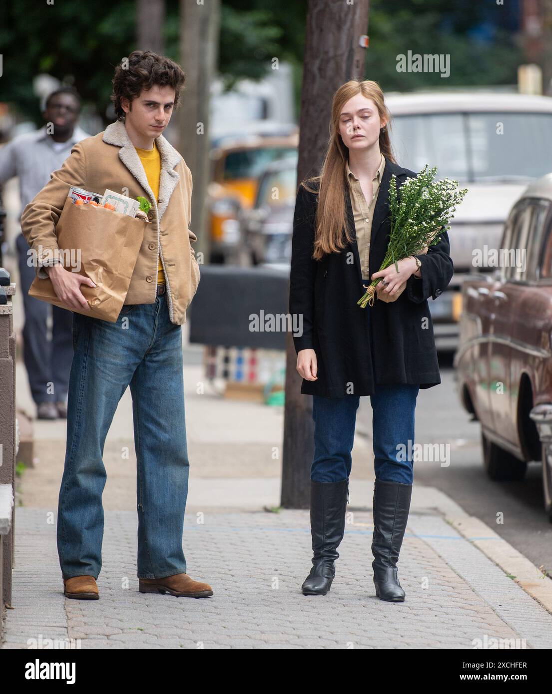 Timothee Chalamet and Elle Fanning are seen on the set of 'A Complete ...