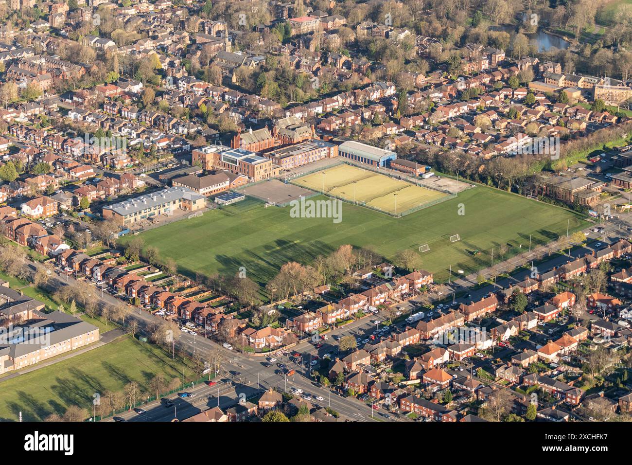 Aerial photo of William Hulme Grammar School from 1500 feet Stock Photo ...