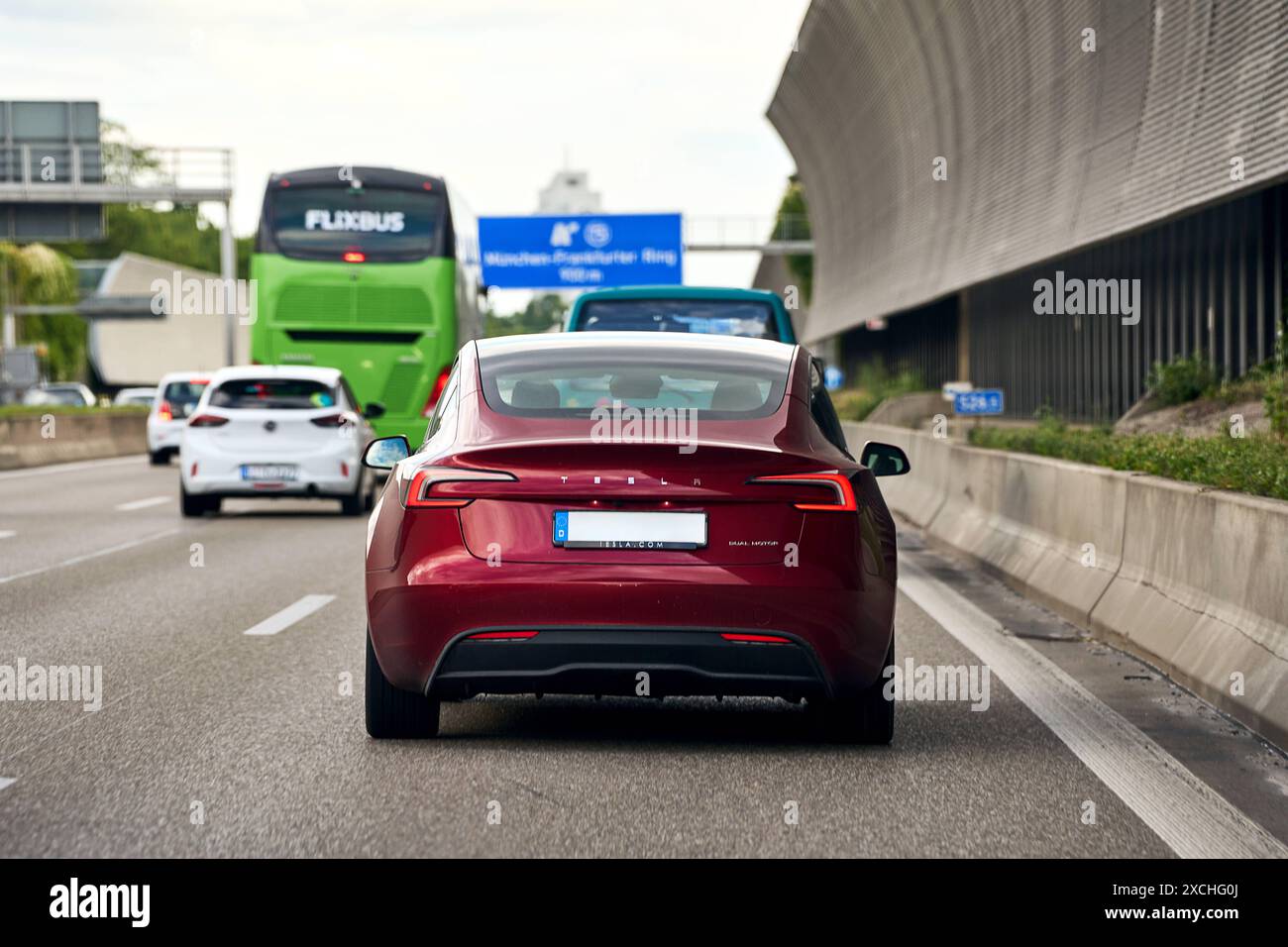 Munich, Bavaria, Germany - 14 June 2024: Tesla Model 3 facelift version ...