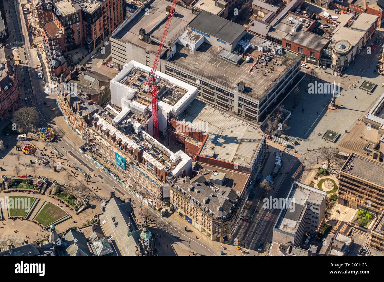 Aerial photo of Sheffield Town Hall and Pinstone Street from 2000 feet ...