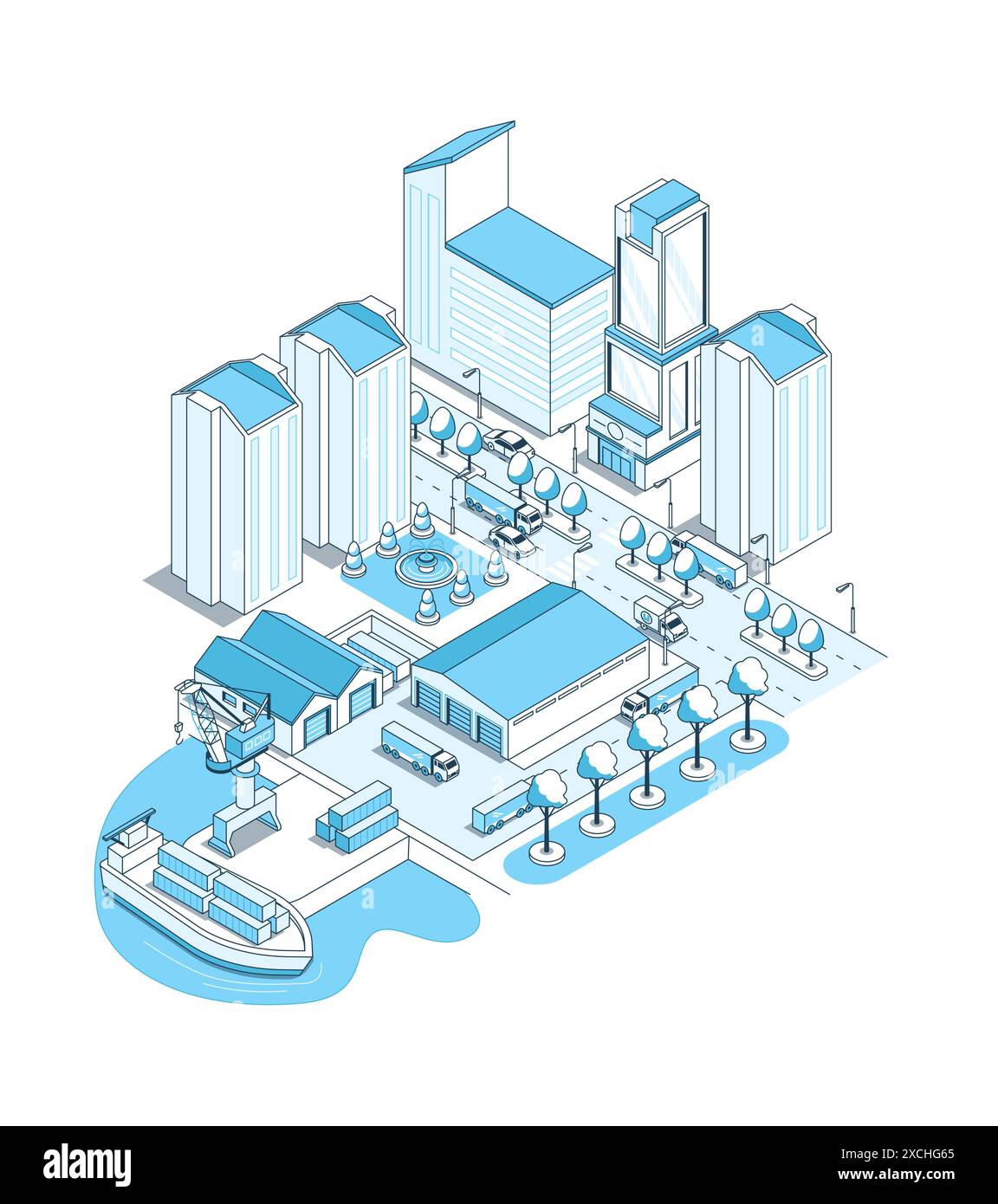 Port warehouse in the city - vector isometric illustration Stock Vector ...