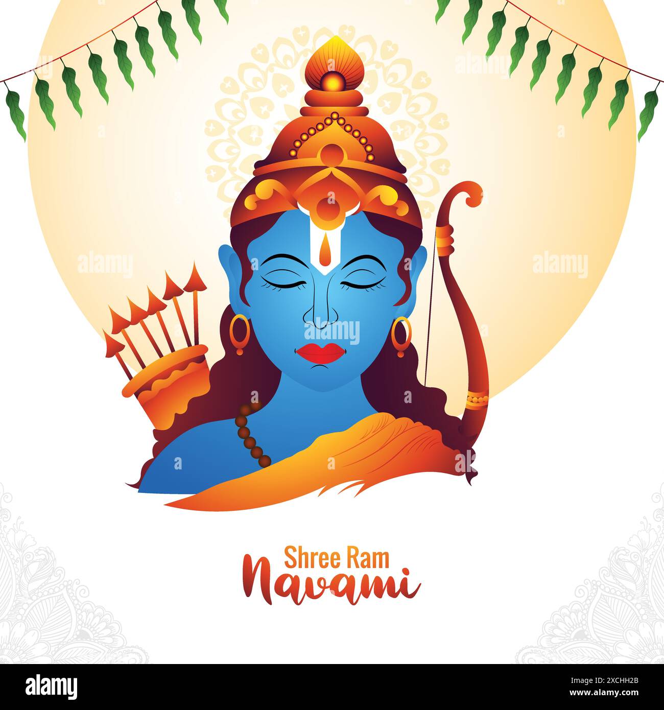 Lord rama shree ram navami festival wishes card celebration background ...