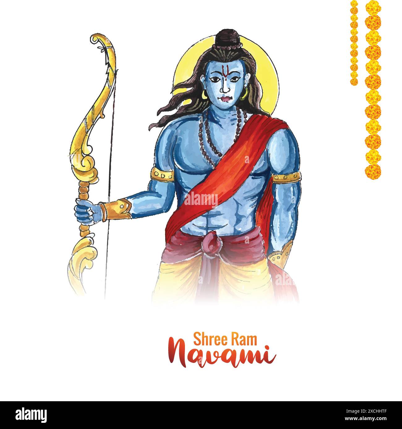 Lord shree ram navami festival wishes card background Stock Vector ...