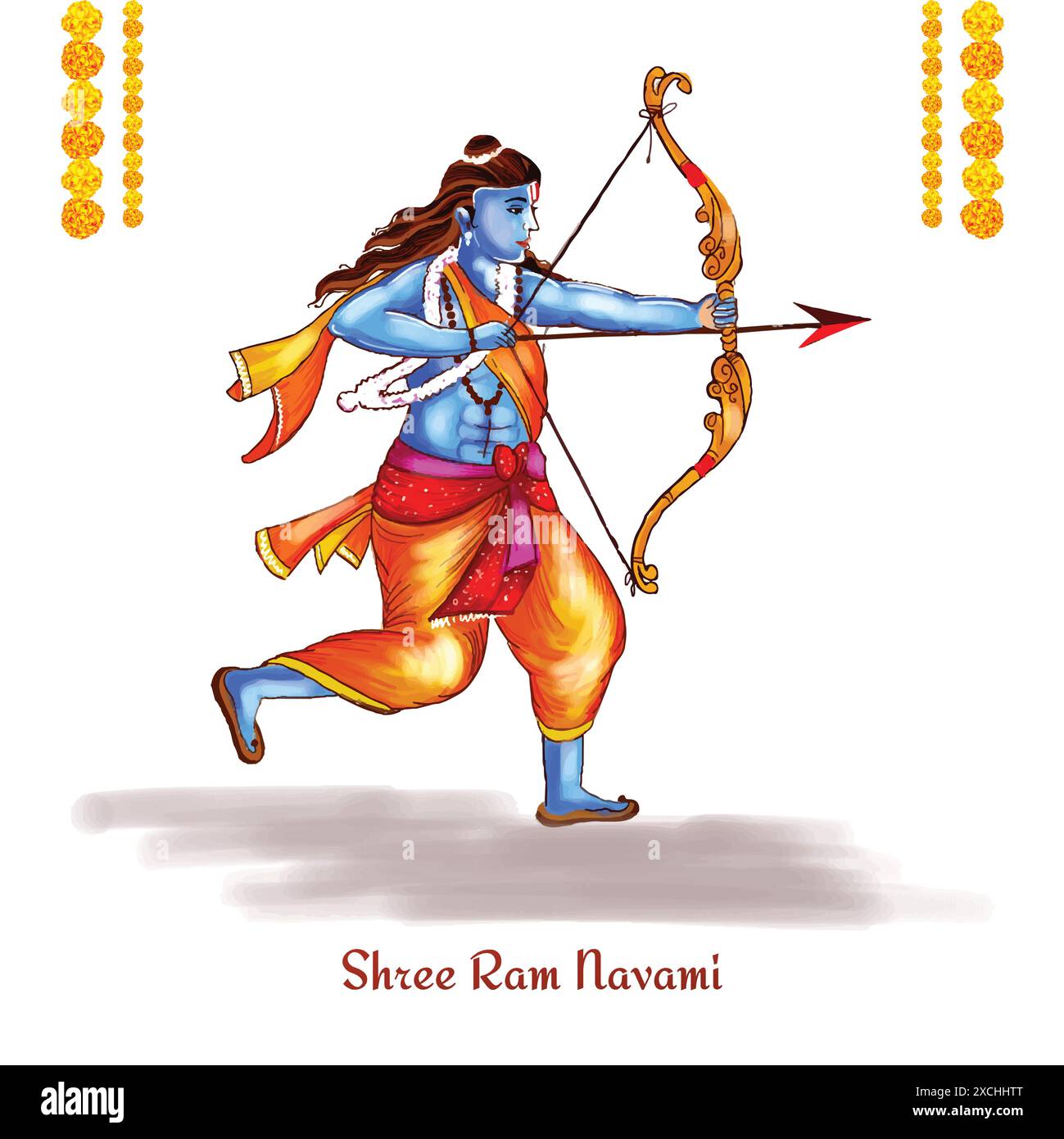 Lord shree ram navami festival celebration card background Stock Vector ...