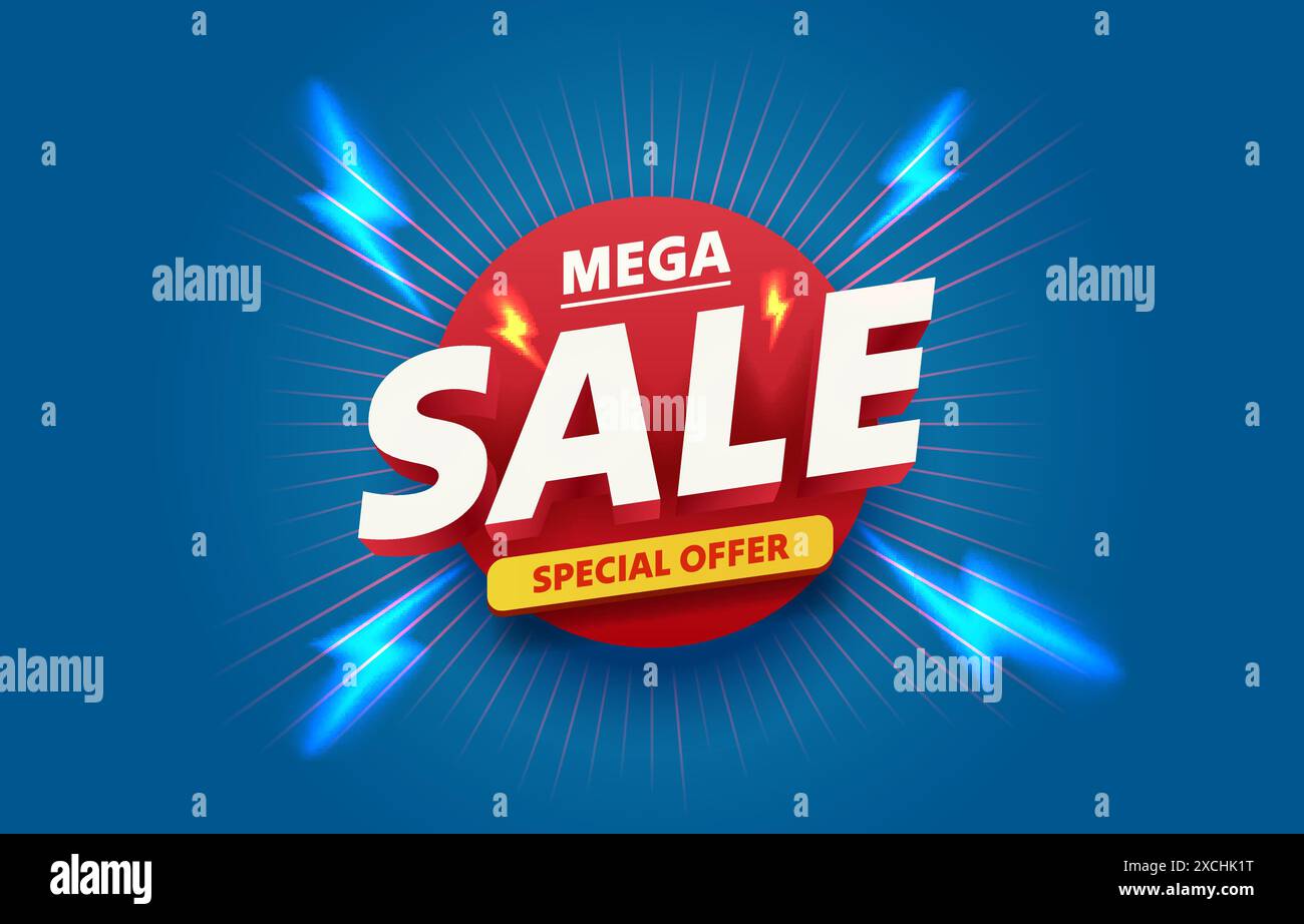 Special offer banner, mega sale off, store poster sticker. Vector Stock ...