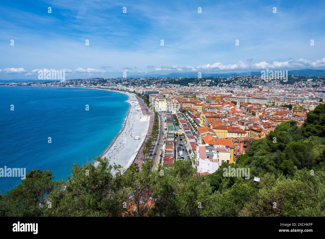 Nice cityscape from viewpoint on Colline du Château (hilltop park) in ...
