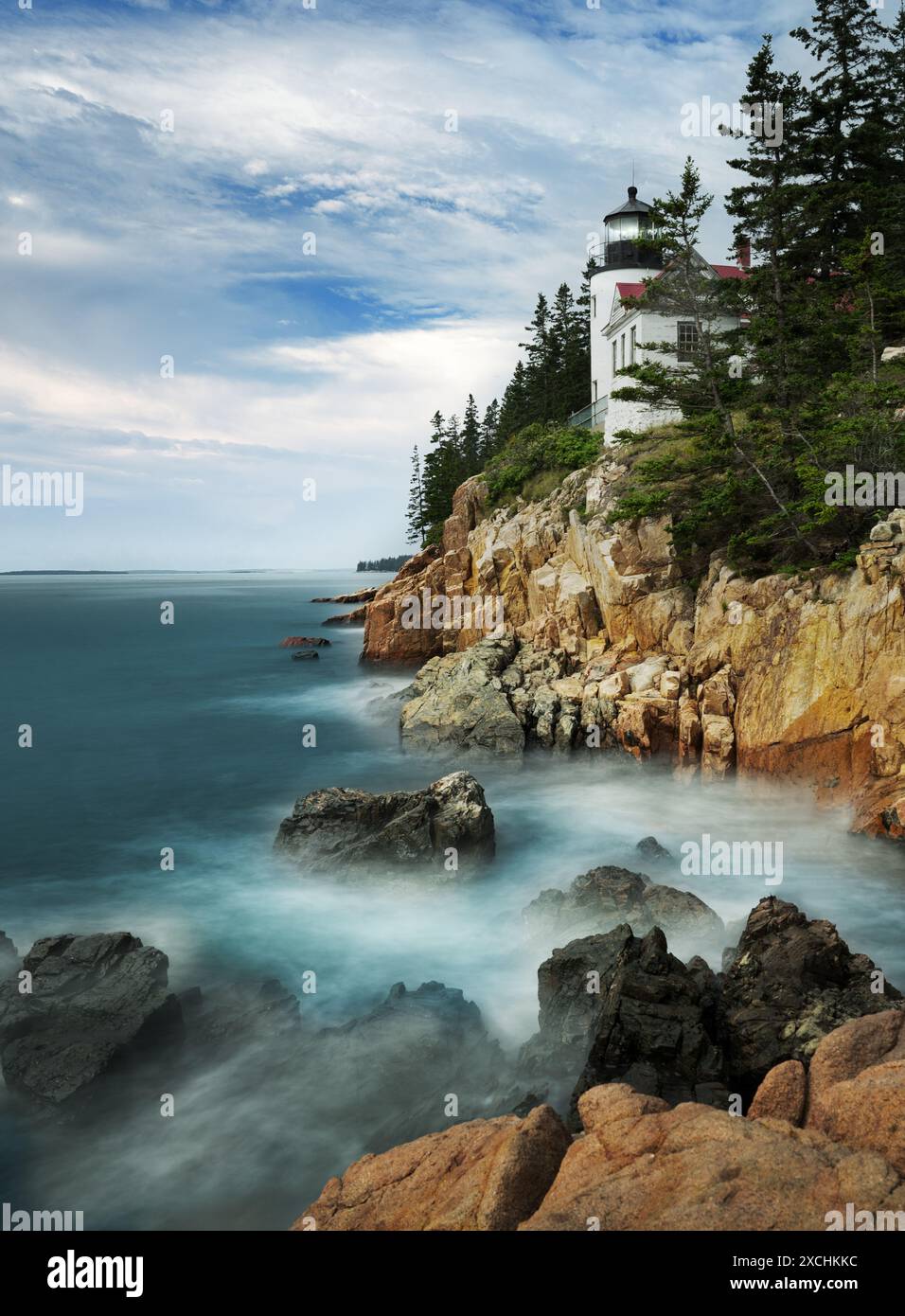 Bas harbor lighthouse at sunset (Sky added). Acadia National Park ...
