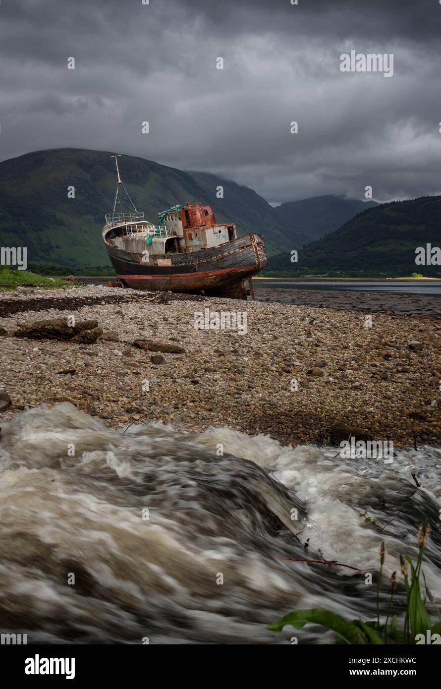 Corpach shipwreck stranded on shore near Fort William, between ...