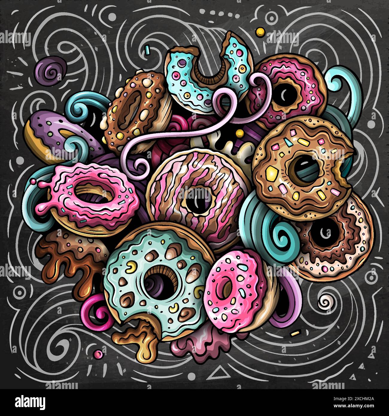 Donuts hand drawn vector doodles illustration Stock Vector Image & Art ...