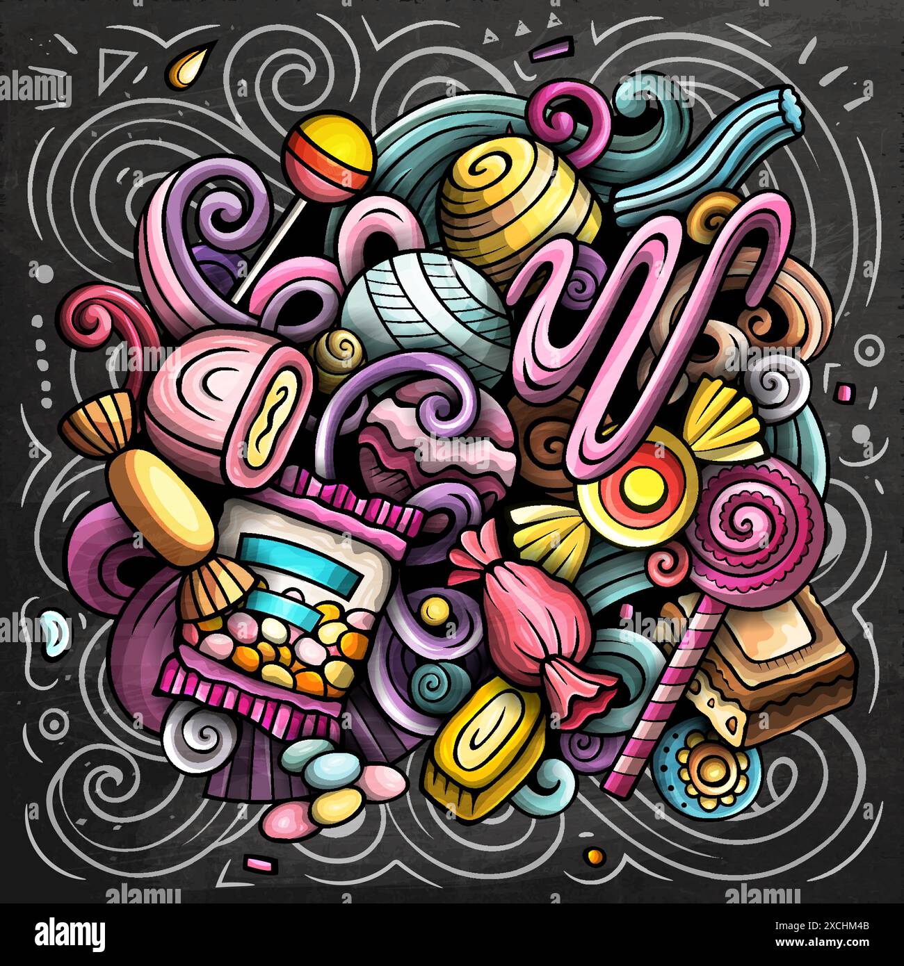 Sweet Candies cartoon vector doodle illustration Stock Vector Image ...