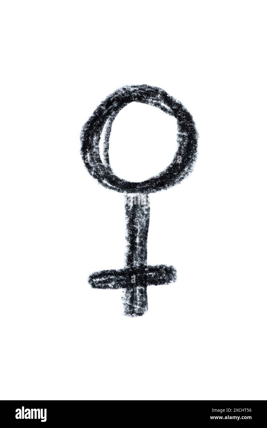 A hand-drawn Venus symbol in black pencil on a white background Stock ...