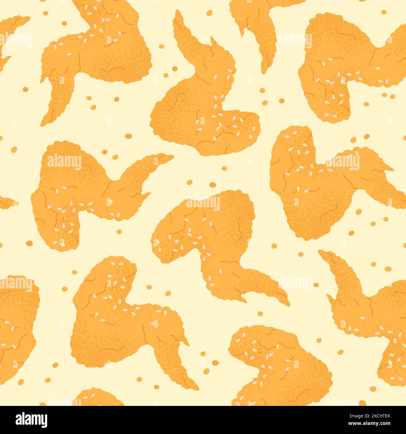 Chicken wings seamless pattern. Fried crispy tasty fast food meat with ...