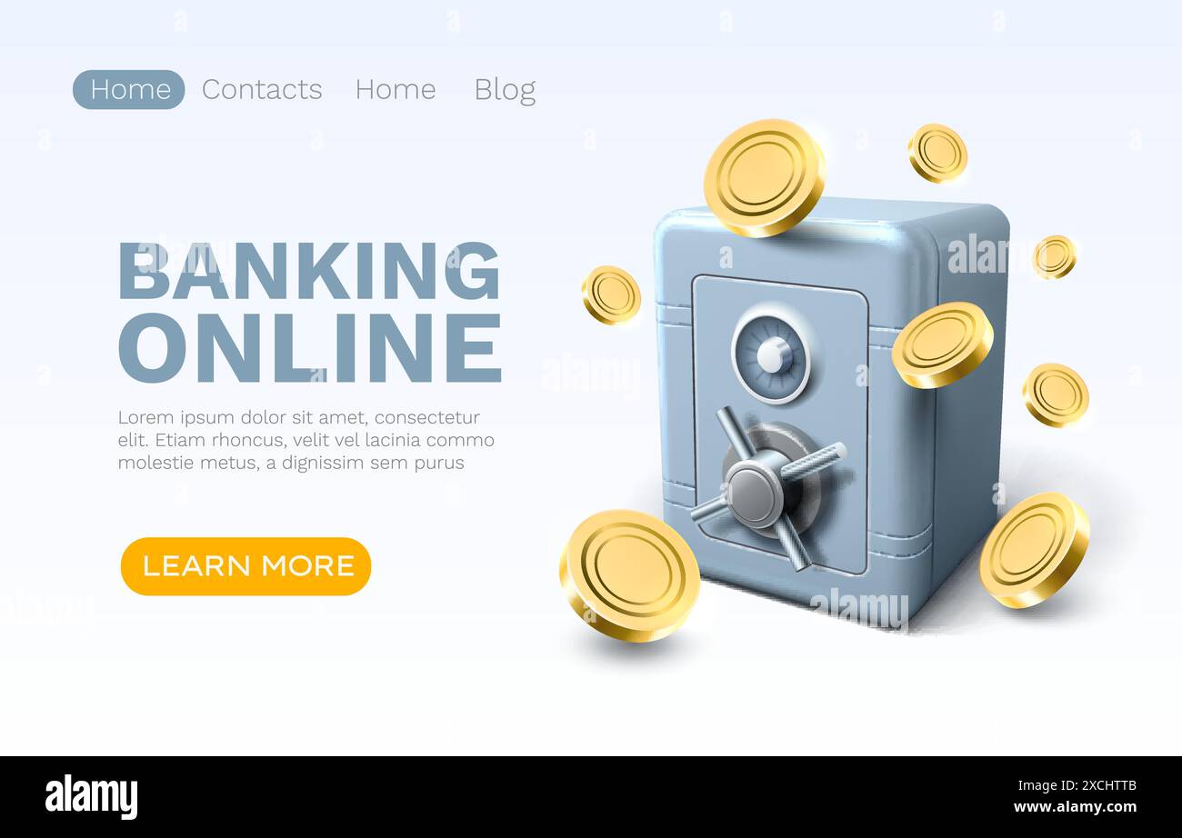 Banking online safe, finance user access, web site landing page. Vector ...