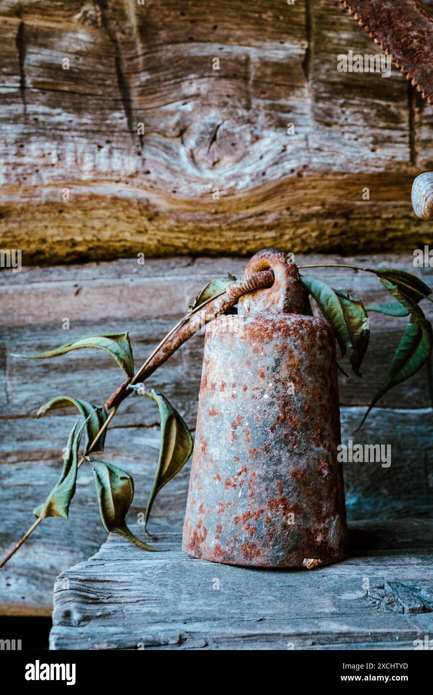 Antique cotton scale pea wegiht and vintage barnboard Stock Photo - Alamy