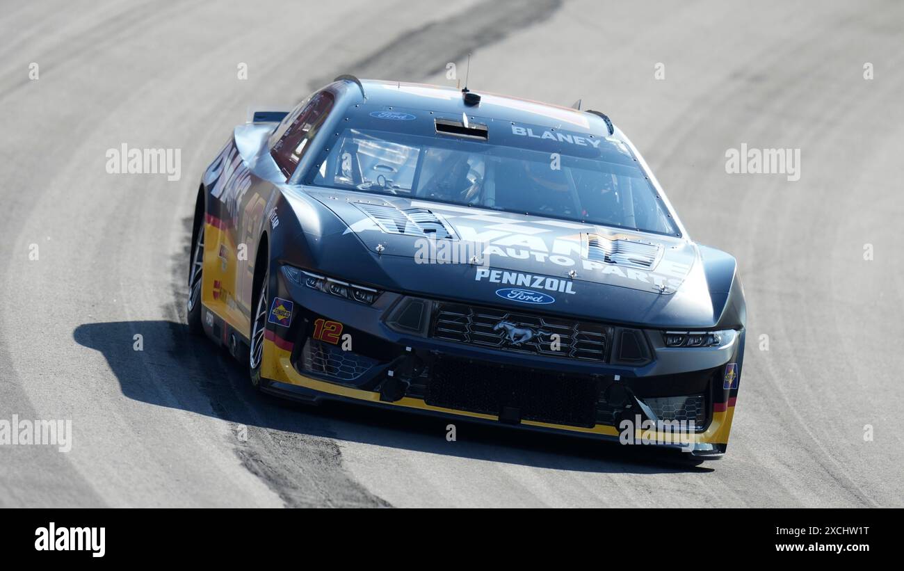 Ryan Blaney drives during a NASCAR Cup Series auto race, Sunday, June ...