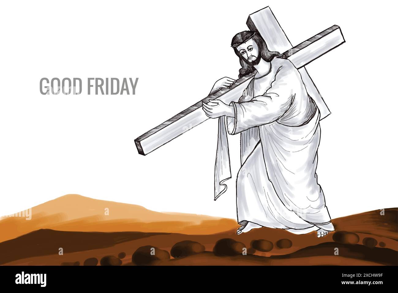 Good friday of jesus christ crucifixion poster background Stock Vector ...