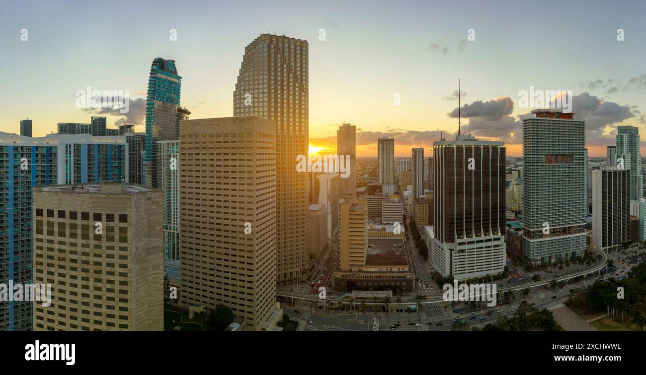 Evening urban landscape of downtown district of Miami Brickell in ...