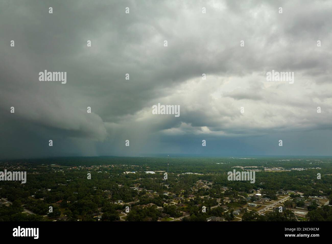 Landscape of dark ominous clouds forming on stormy sky before heavy ...