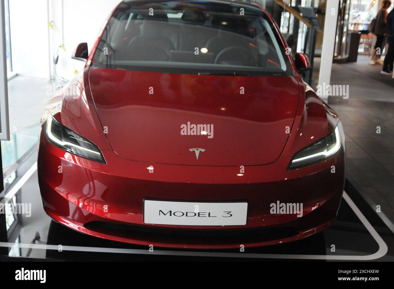Copenhagen/ Denmark/17 JUNE 2024/ Tesla electric model 3 auto in ...