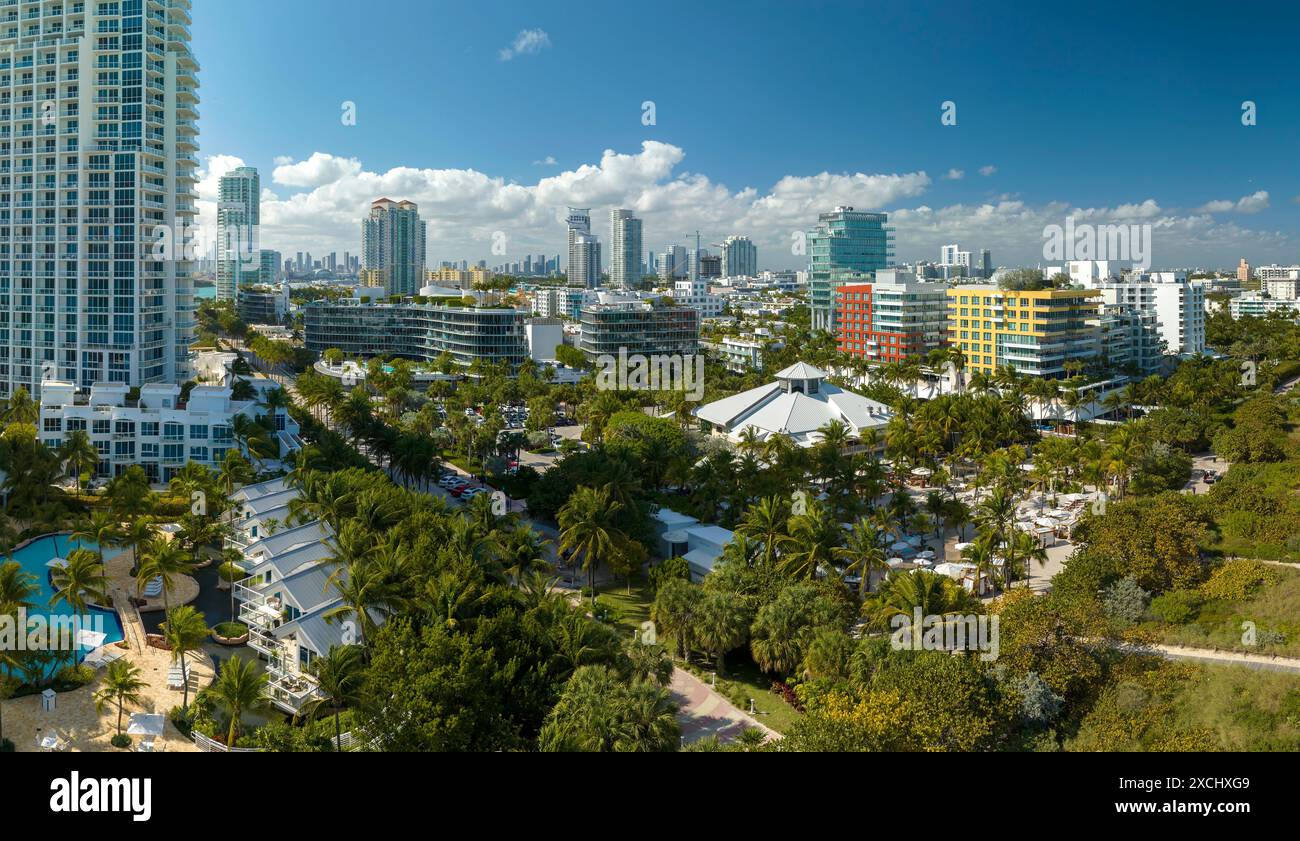 Miami Beach city American southern architecture. South Beach high ...