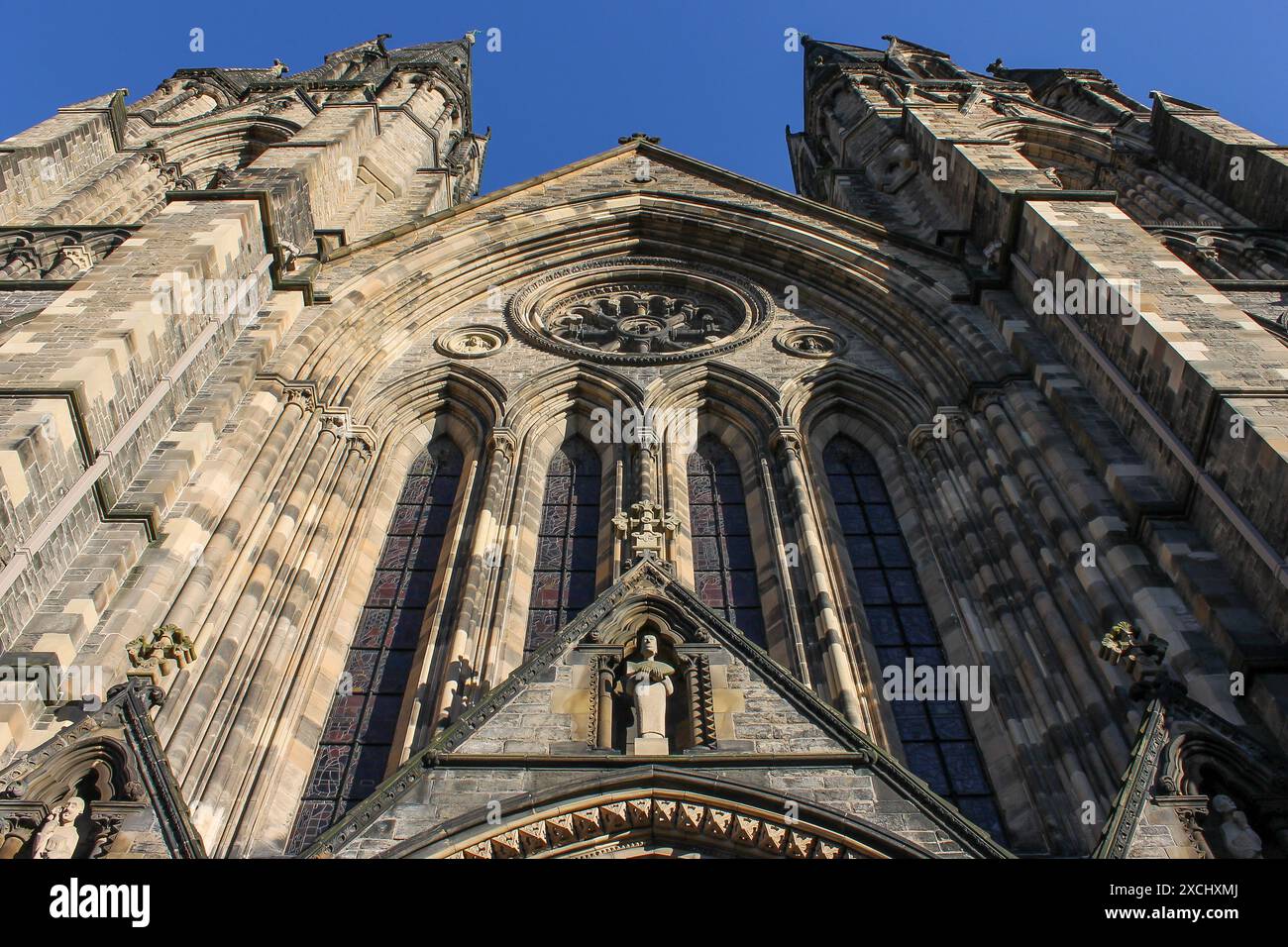 Edinburgh, Scotland. Main facade of the Church of Saint Mary the Virgin ...