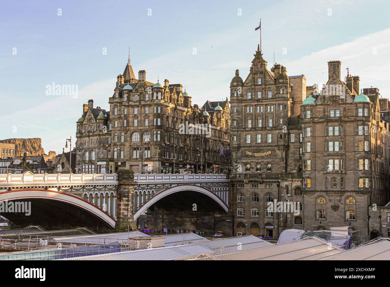 Edinburgh, Scotland. Views of the North Bridge and the Old Town from ...