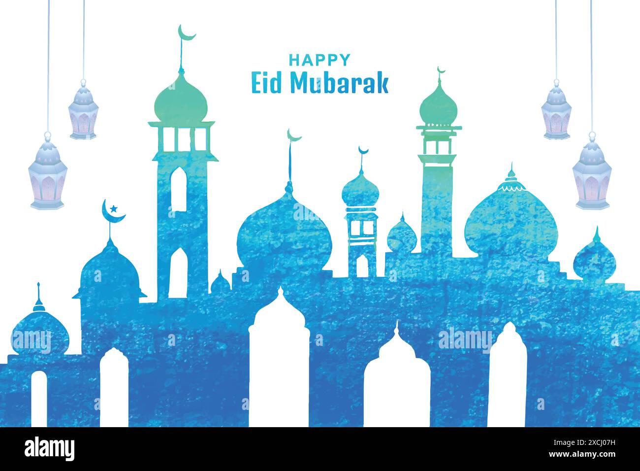Eid mubarak festival mosque greeting card background Stock Vector Image ...