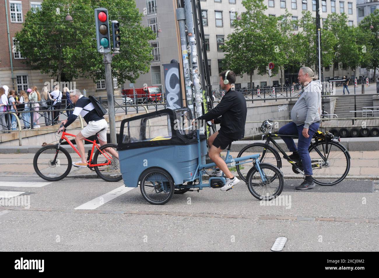 Copenhagen/ Denmark/17JUNE 2024/ Cargo bikes are very popular in ...