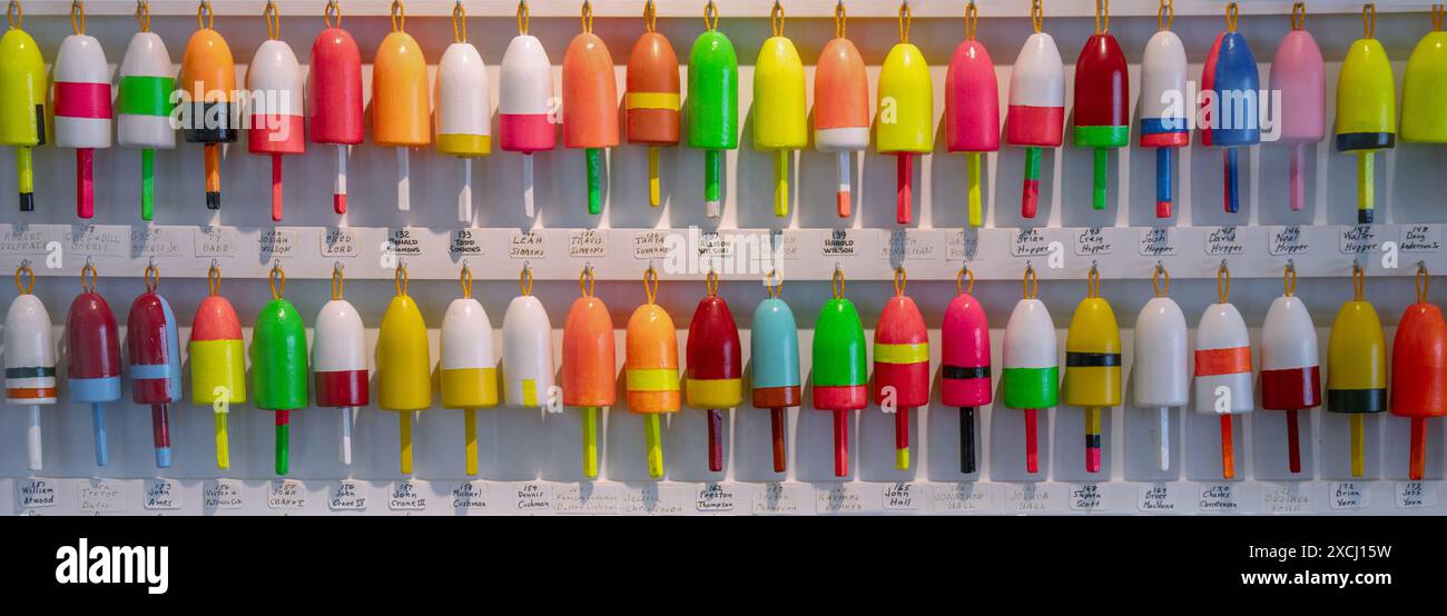 Fishing float markers with owner ID. Shot from inside Marshall Point ...