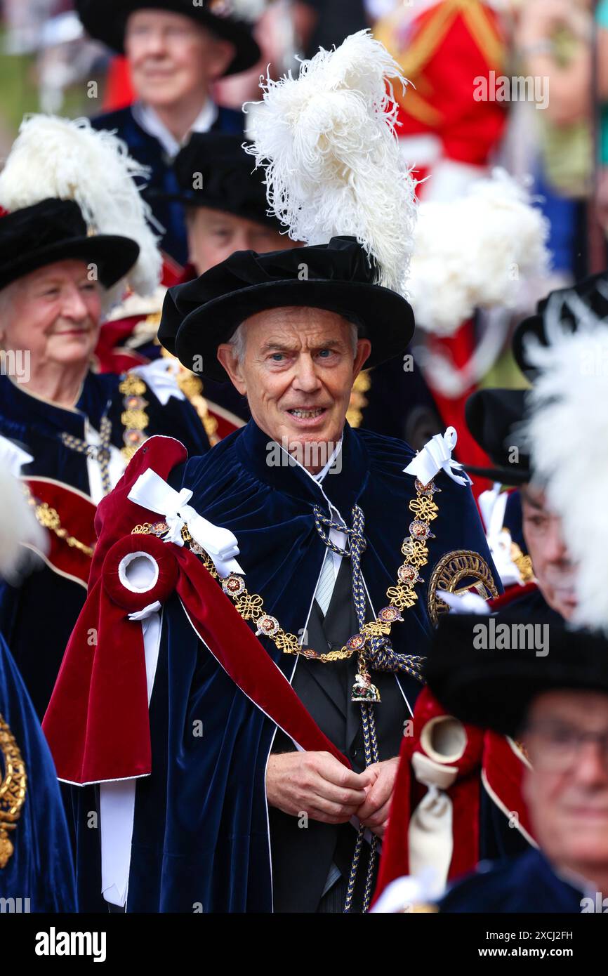 Former Prime Minister Sir Tony Blair Arrives To Attend The Annual Order Of The Garter Service At