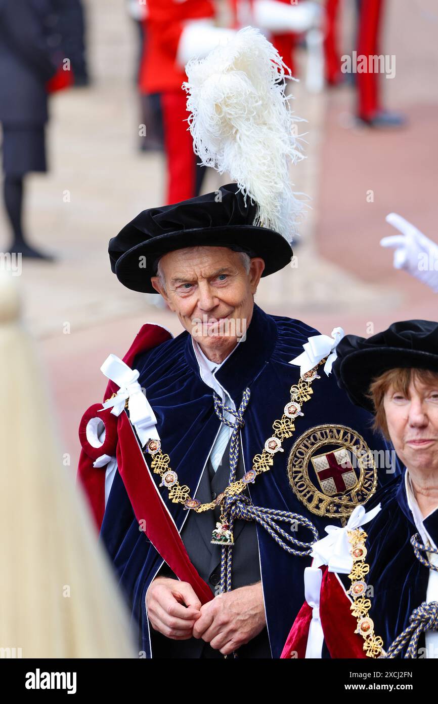 Former Prime Minister Sir Tony Blair Arrives To Attend The Annual Order Of The Garter Service At