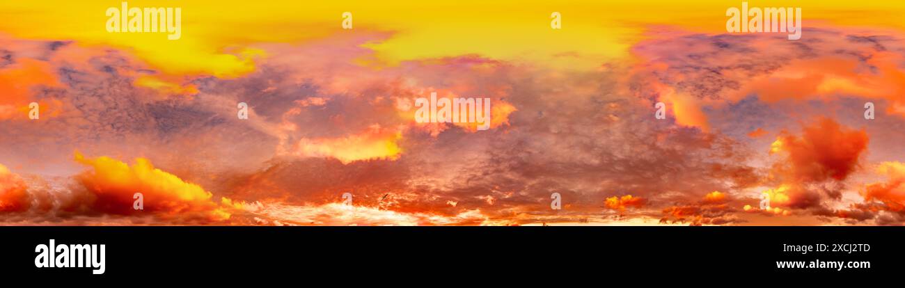 Golden glowing red orange overcast sunset sky 360 hdr panorama ...