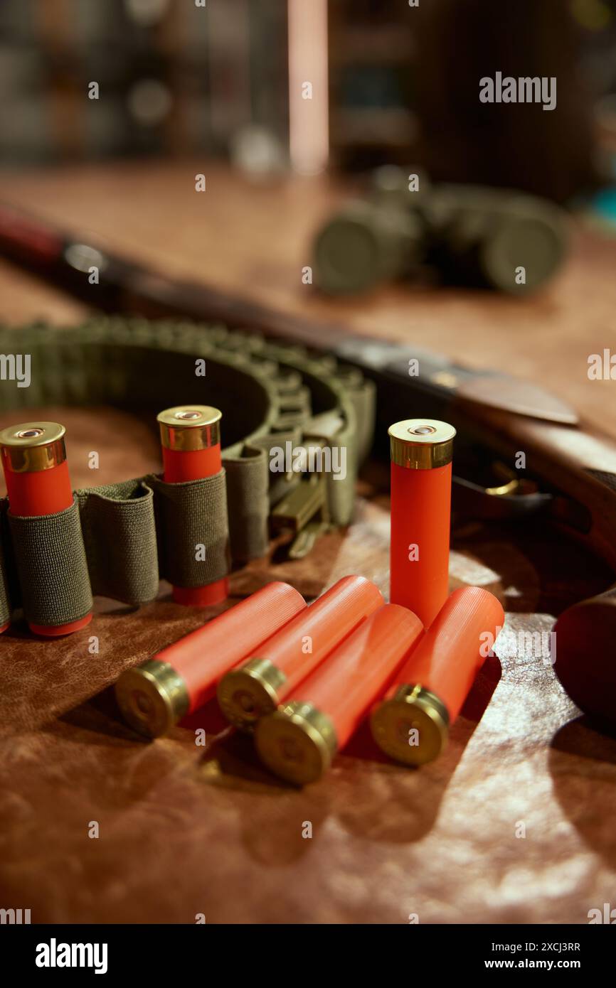 Bullets cartridge and belt chain for storage in weapon shop Stock Photo ...