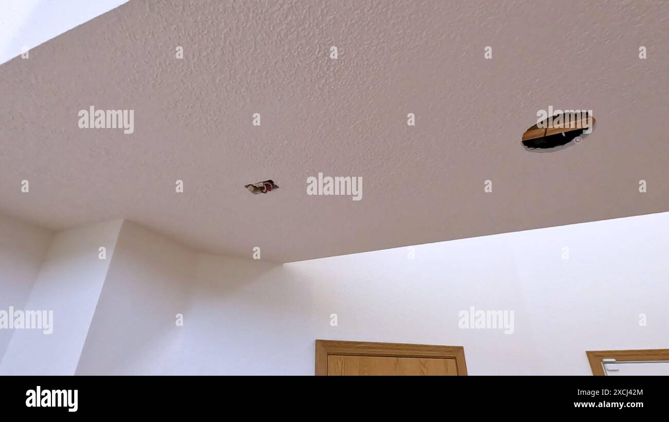 Ceiling Cutout for Light Fixture Installation in Modern Home Stock ...