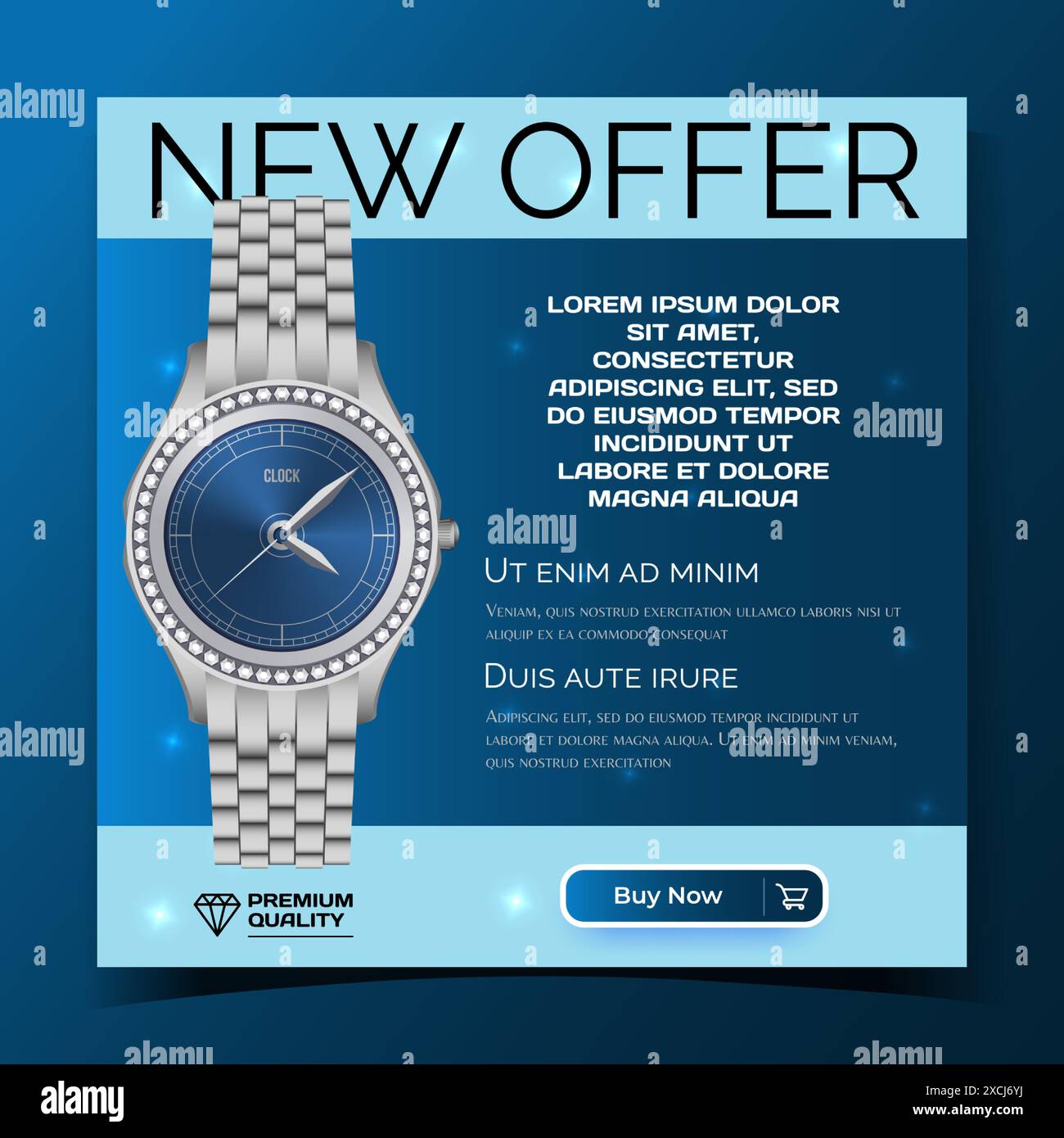 Wristwatch ad banner. Silver wrist clock. Luxury watch advertising ...