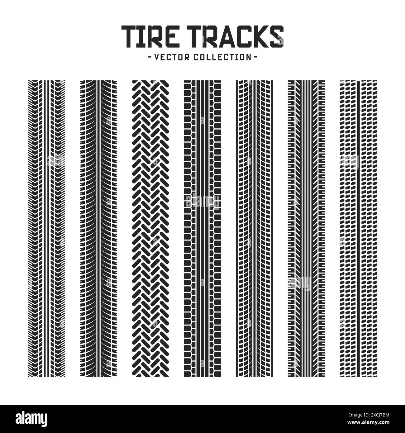 Tire tracks, wheel braking marks. Truck, car or motorcycle tread ...