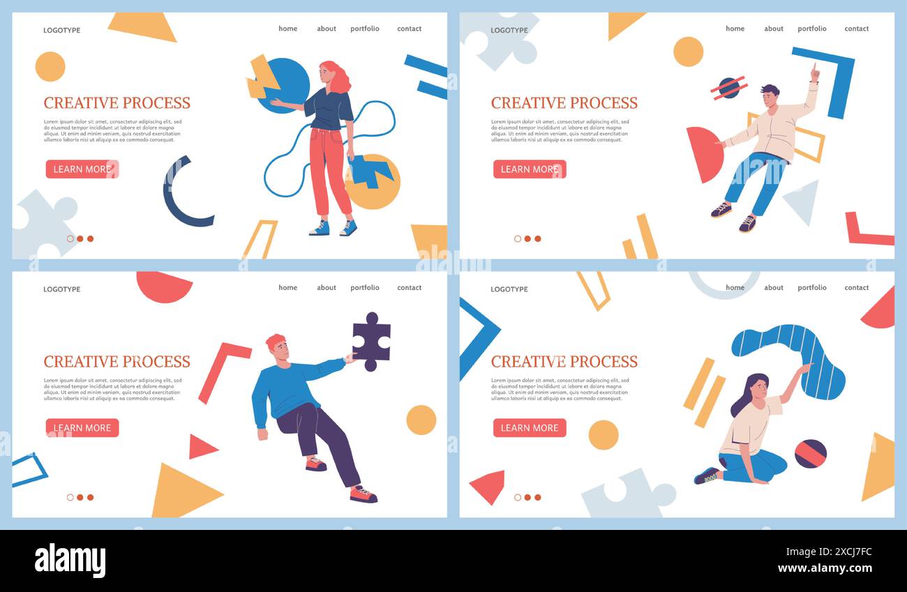 Creative process landing page. Business work brainstorm. Businessman ...
