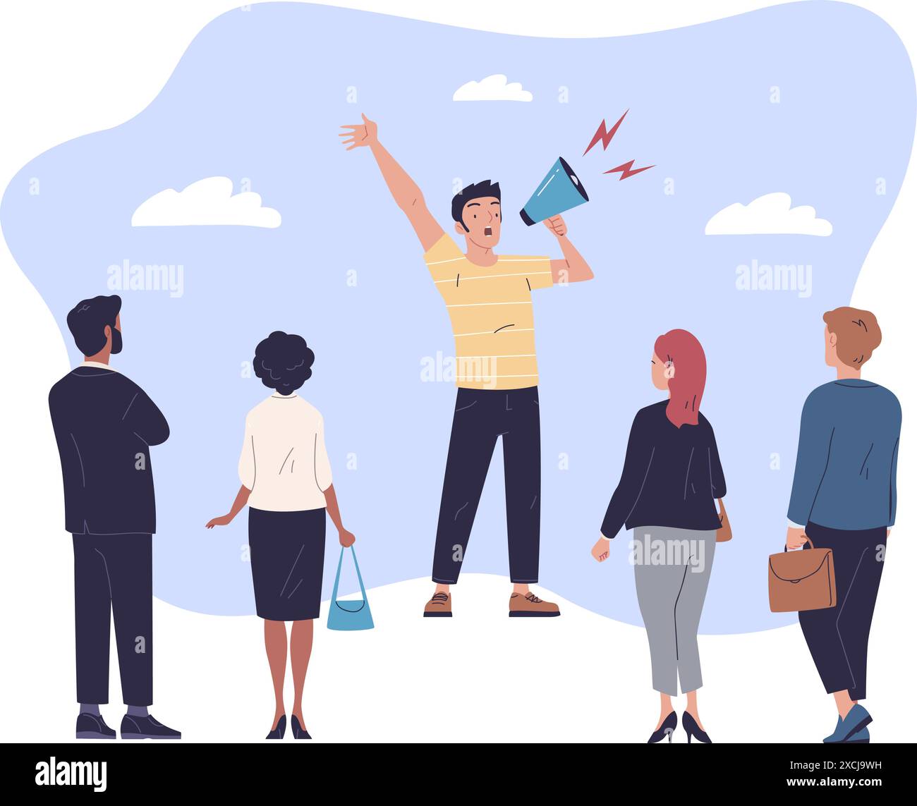 Boss shouting at employee group Stock Vector Images - Alamy