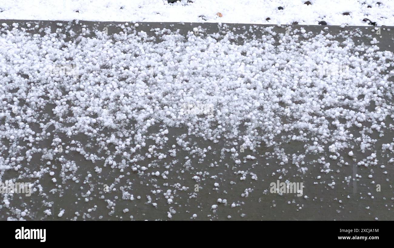 Close-Up of Hailstones Covering Outdoor Surface Stock Photo - Alamy