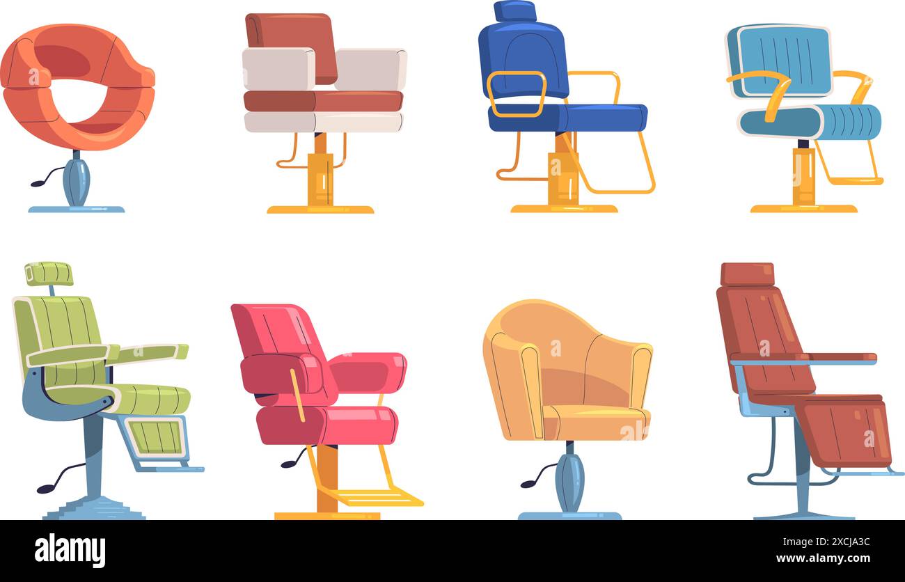 Barber chairs. Barbershop salon isolated chair or massage armchairs for ...