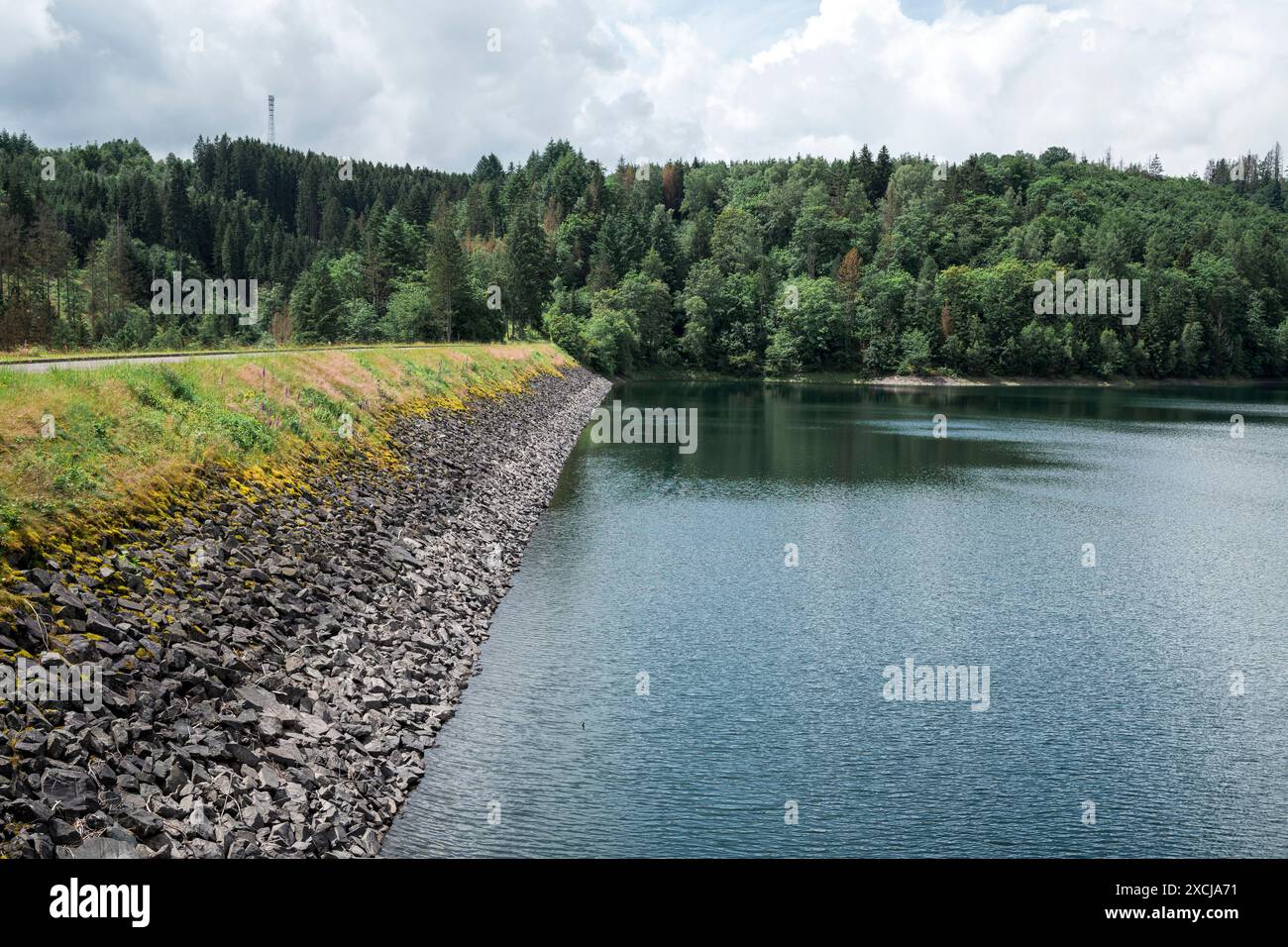 Nordhalben, Germany. 17th June, 2024. The dam of the Mauthaus reservoir ...