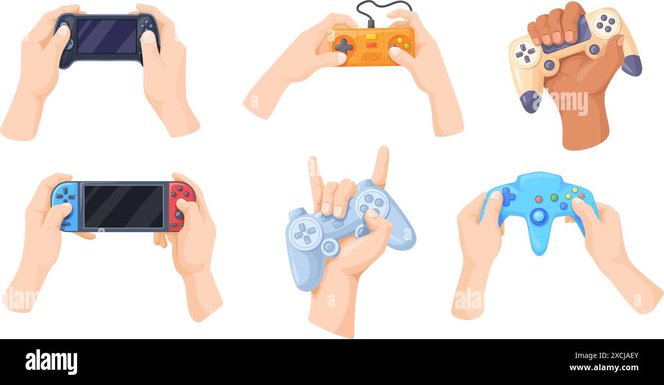 Hands hold gamepad. Gamer hand holding gamepads controller, gaming ...